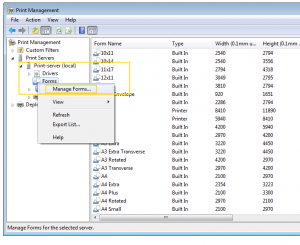 Create a custom page size for virtual printer