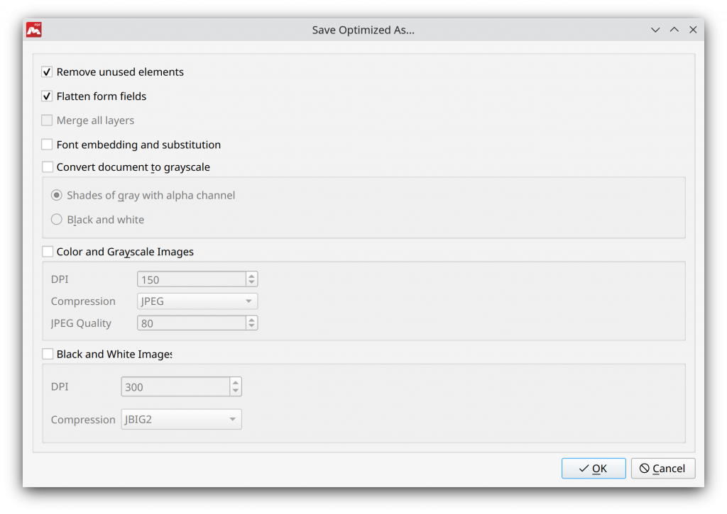 Optimization of PDF documents