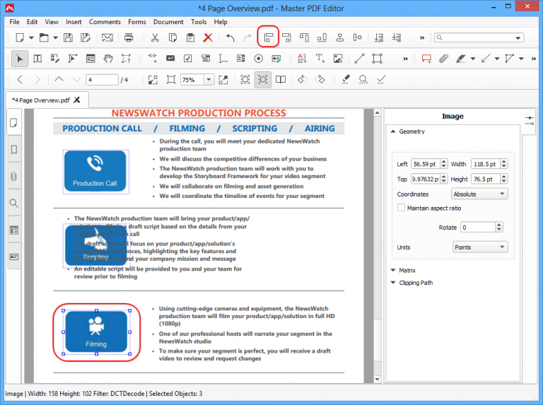 Editing PDF Objects in Master PDF Editor