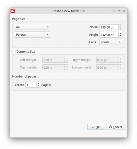 Create new blank pdf document