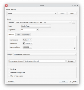 Scanning paper documents into PDF files