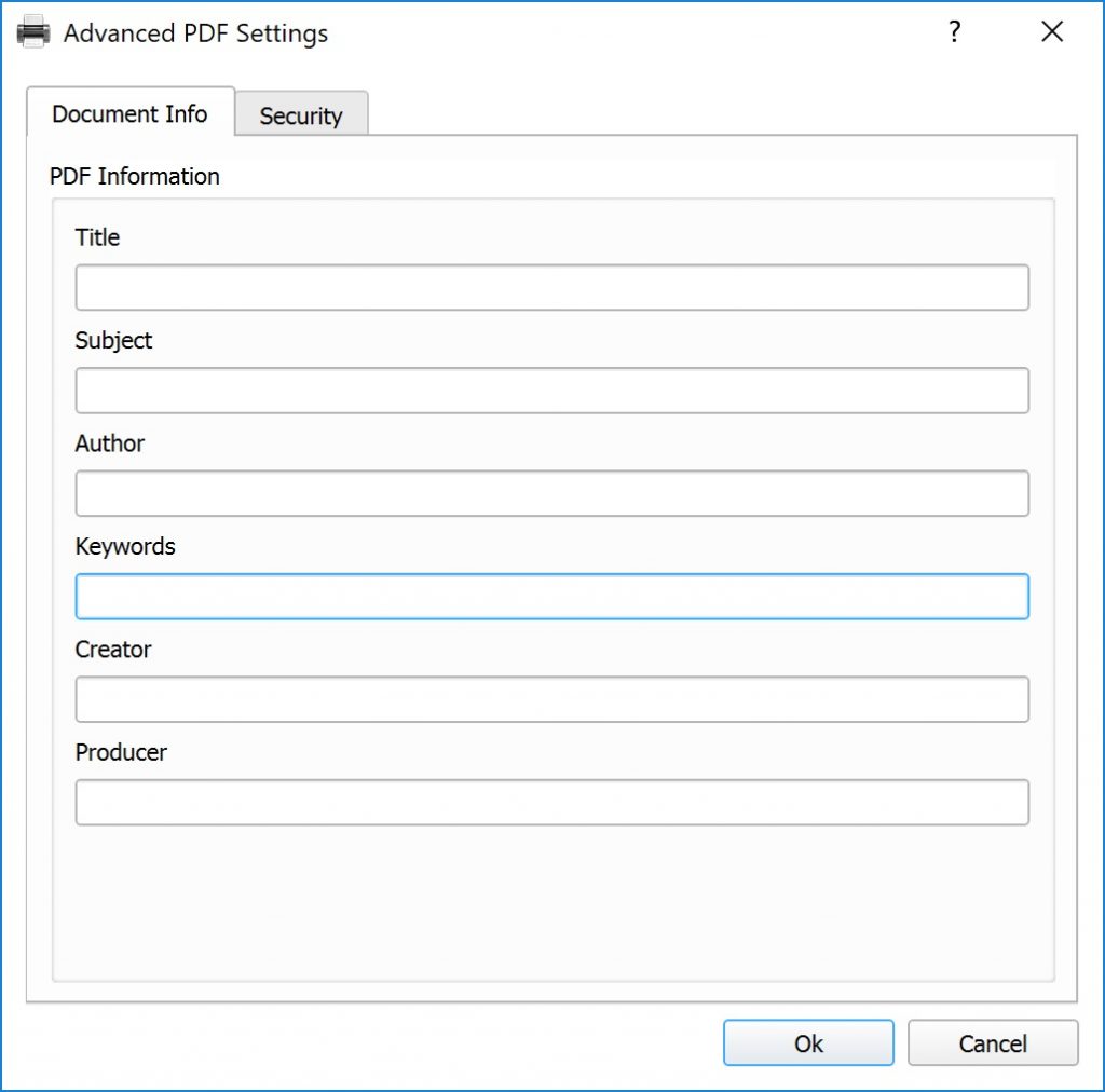 Advanced PDF Settings, ImagePrinter Pro - Manual