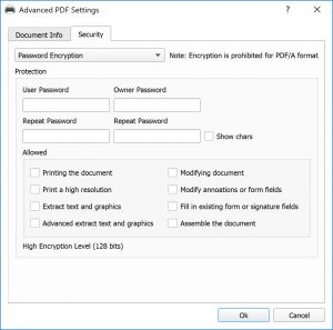 Advanced PDF Settings, ImagePrinter Pro - Manual