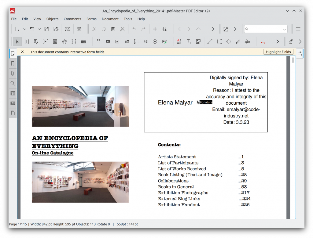 Create and verify a digital signature in a PDF document.