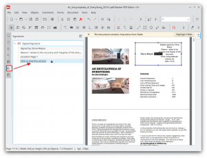 Create and verify a digital signature in a PDF document.