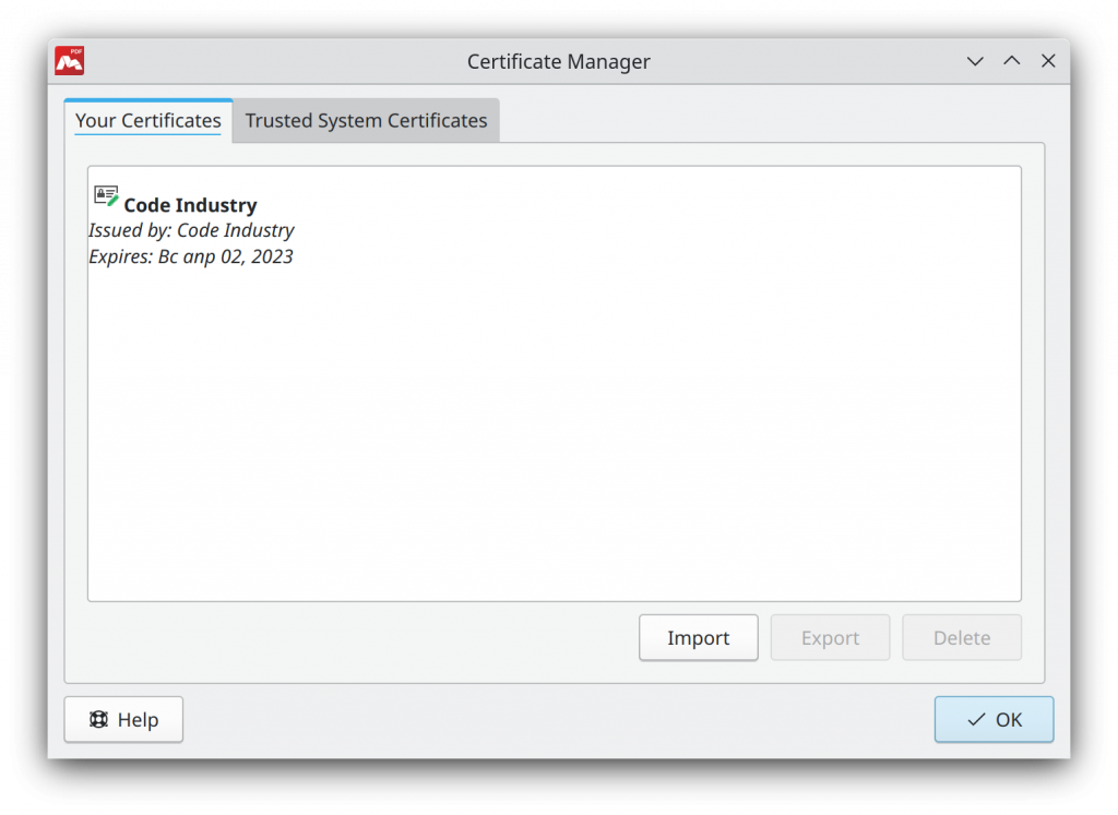 Digital Certification Manager in Linux