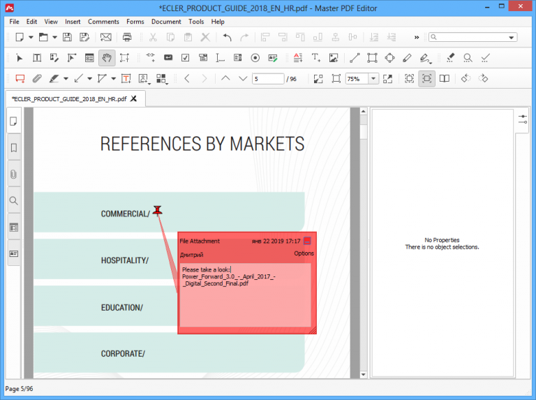 Attaching a file as a comment to PDF