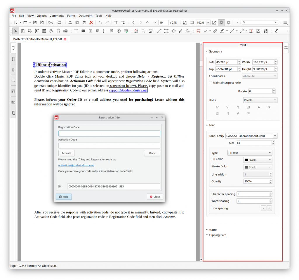 Workspace in Master PDF Editor