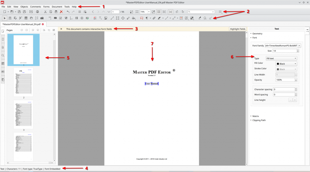 Workspace in Master PDF Editor