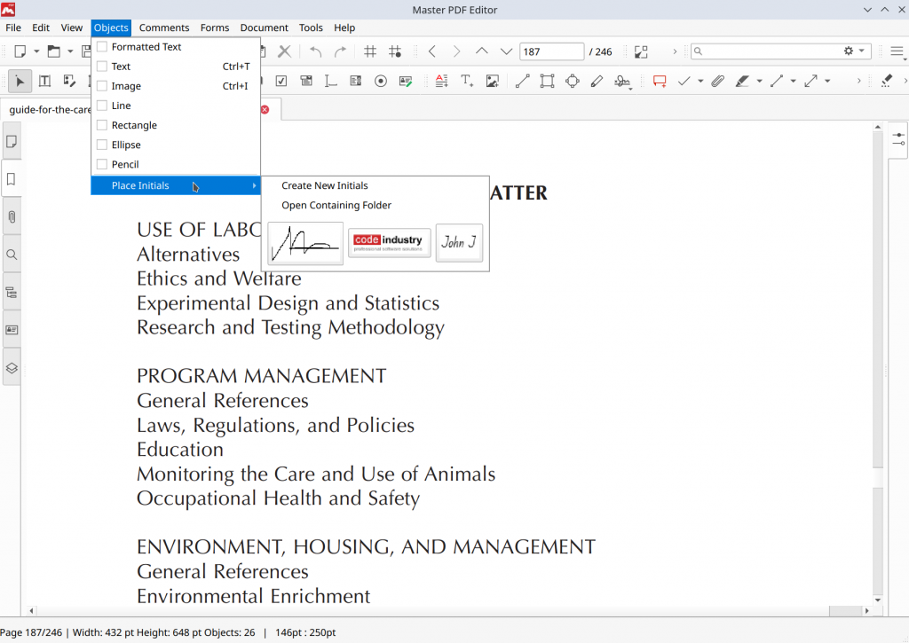Inserting Initials | Master PDF Editor Online Manual