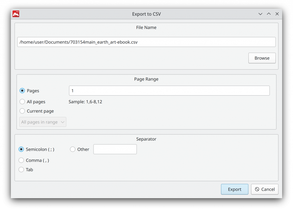 Exporting PDF Document To CSV