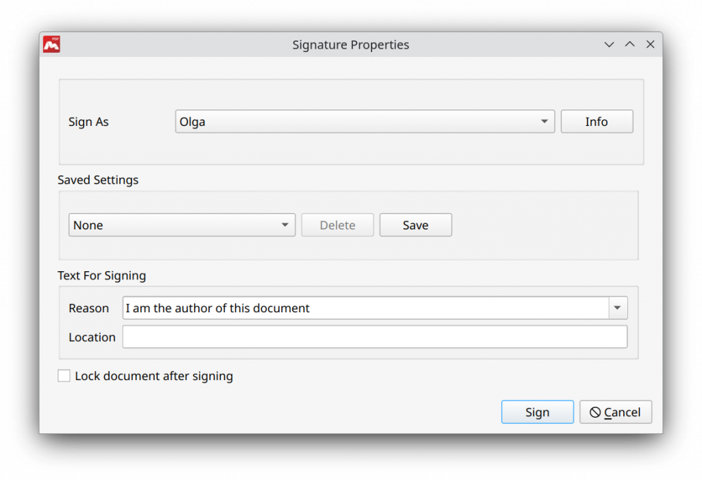 Adding invisible signature to the document