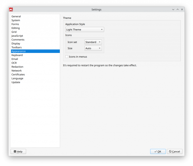 Preferences - Appearance