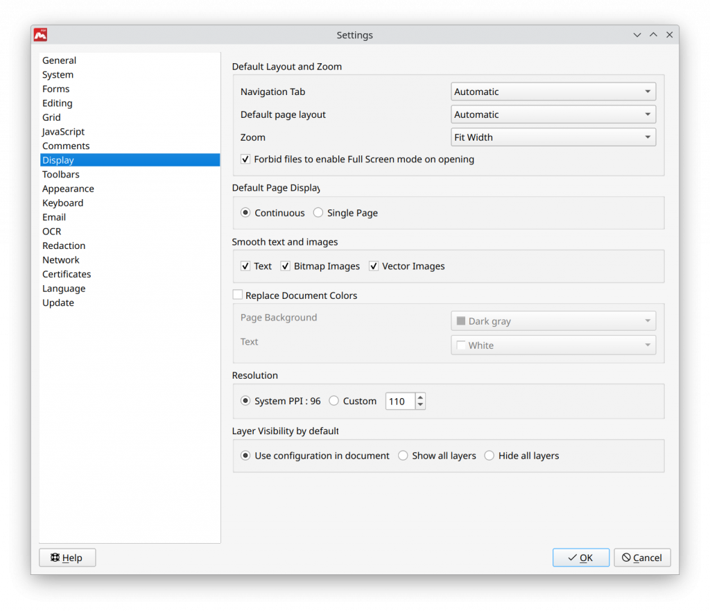 Preferences - Display