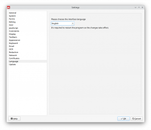 Preferences - Language