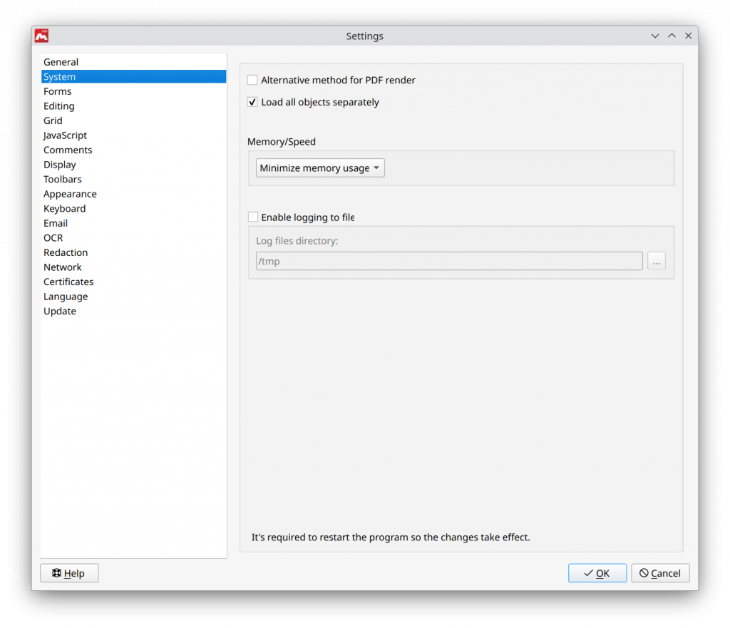 Preferences - System
