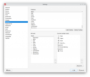 Preferences - Toolbars