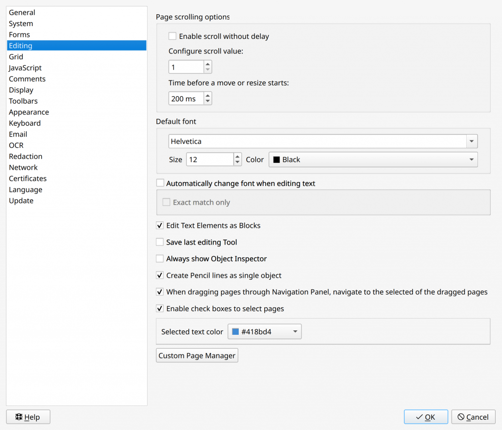 Preferences - Editing